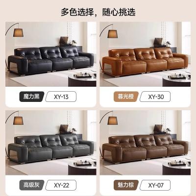 China OEM Design Modern Leather Straight Sectional Sofa art deco For Small Apartment for sale