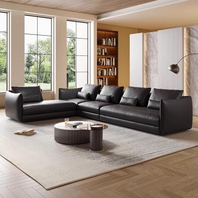 China Leather Minimalist Luxury Villa Living Room Sofa Modern Leather Sectional Italian Type for sale