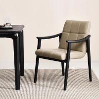 Quality Home High End PU Leather Modern Dining Chair Solid Wood Frame Master Chair for sale