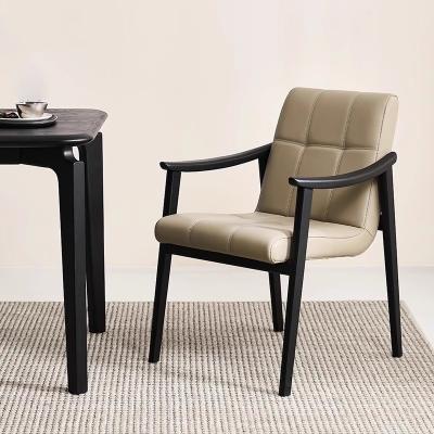 China Home High End PU Leather Modern Dining Chair Solid Wood Frame Master Chair for sale