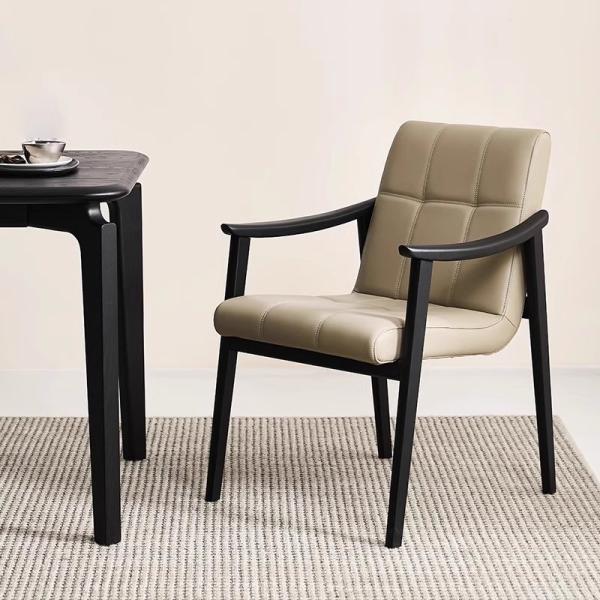 Quality Home High End PU Leather Modern Dining Chair Solid Wood Frame Master Chair for sale