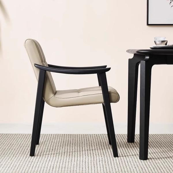 Quality Home High End PU Leather Modern Dining Chair Solid Wood Frame Master Chair for sale