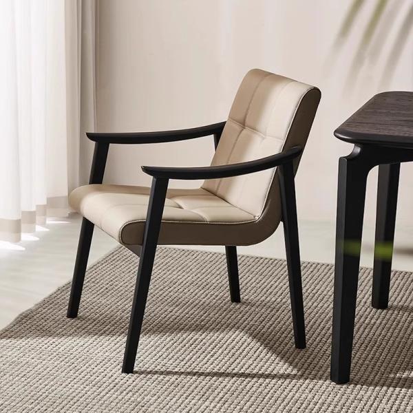 Quality Home High End PU Leather Modern Dining Chair Solid Wood Frame Master Chair for sale