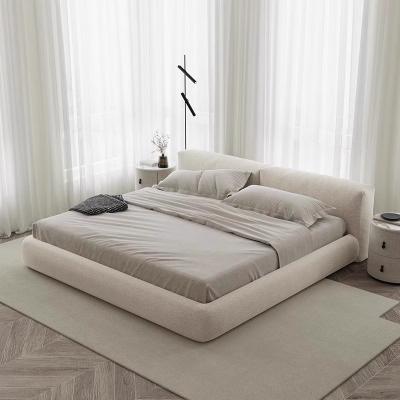 China OEM ODM Modern Bedroom Large Bed High End Double Cream Fabric Wedding Bed for sale