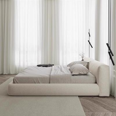 China OEM ODM Modern Bedroom Large Bed High End Double Cream Fabric Wedding Bed for sale