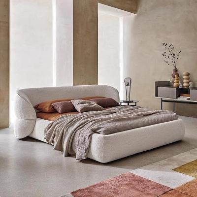 China European Style Double Fabric Bed High Back Master Queen Bed 1.8m Modern for sale