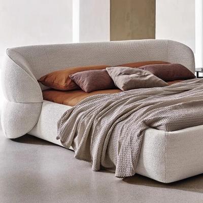 China European Style Double Fabric Bed High Back Master Queen Bed 1.8m Modern for sale