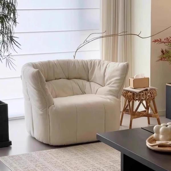 Quality Cream Retro Lazy Vintage Single Sofa Chair Small Lounge Chair Single Person For Bedroom for sale