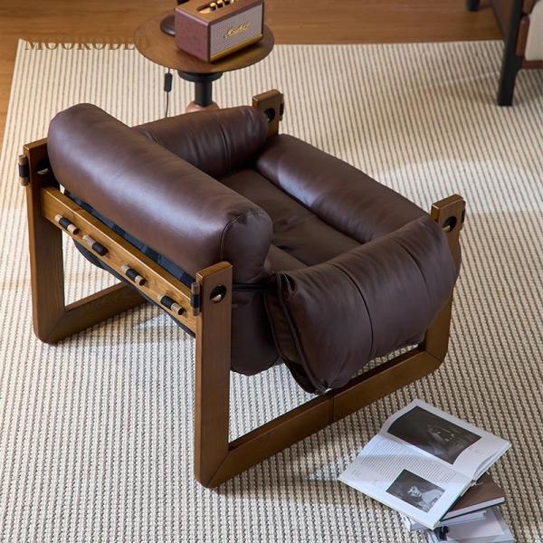 Quality Jersey Island Casual Single Chair Retro Genuine Leather Designer Single Seat for sale