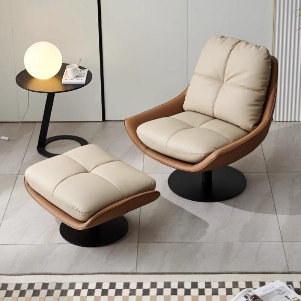 Quality Retro Casual Leather Single Sofa Bed Chair Luxury Modern Style One Seater Lounge Chair for sale