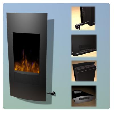 China La astilla montada en la pared permanente eléctrica de la curva de la chimenea WF-1323 enarena la sala de estar de la llama del multicolor LED en venta