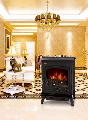 China electric fireplace heater 3D LED flame effect real log antique stove ND-188 freestanding black cast space room heater en venta