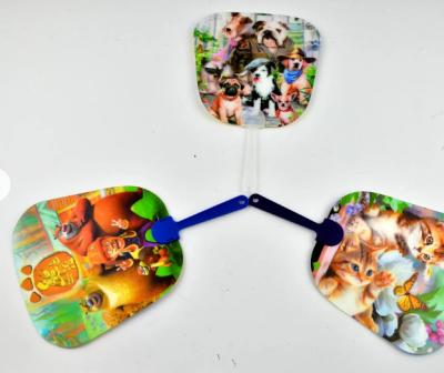 China Custom Beautiful Designs 3D Lenticular Hand fan Plastic PET 3D Promotional Hand fans Cartoon 3D lenticular fans for sale