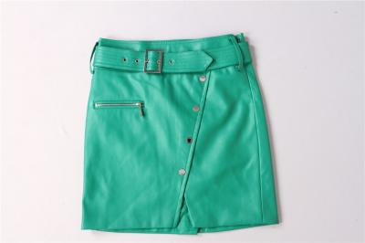 China De Rokken die van groene Pu-Leermini women 100%-Polyester kleden Te koop