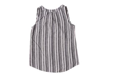 China O vertical do verão listrou o rayon de linho 45% da veste 55% do decote em V das mulheres à venda