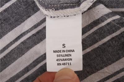 China O vertical do verão listrou o rayon de linho 45% da veste 55% do decote em V das mulheres à venda