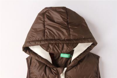 China Bruine 15/16 Grootte Jonge geitjes Opgevulde Gilet met de Kap van de Bontvoering Te koop
