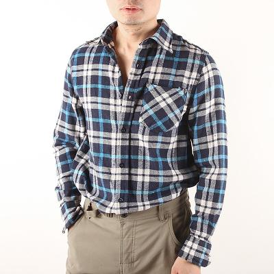 中国 7つの色の綿の長い袖の人の偶然の格子縞のシャツ 販売のため