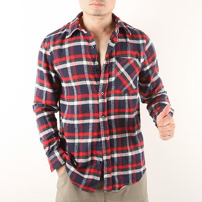 中国 7つの色の綿の長い袖の人の偶然の格子縞のシャツ 販売のため