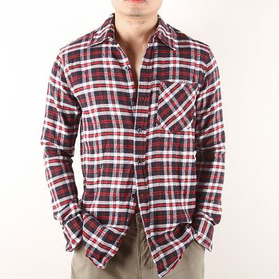 中国 7つの色の綿の長い袖の人の偶然の格子縞のシャツ 販売のため