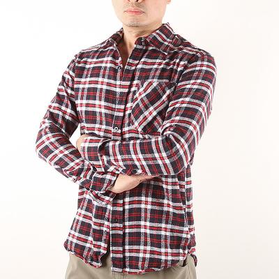 中国 7つの色の綿の長い袖の人の偶然の格子縞のシャツ 販売のため