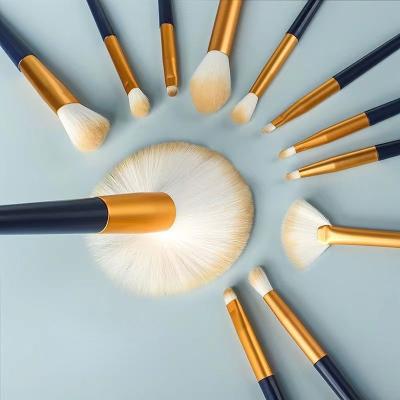 China Wood Handle Makeup Brush Set 12 Concealer Blush Brow Lip Nose Shadow Eye Shadow Brush for sale