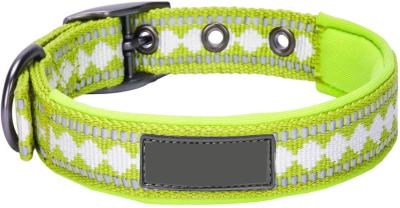 China High Safety Soft Nylon Dog Collar 3M Reflective Jacquard Neoprene Padded for sale