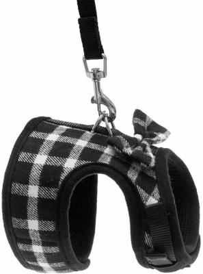 China Cute British Style Soft Fabric Cat Harness Collar for sale