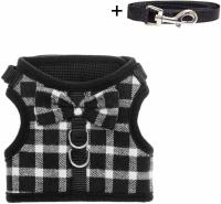 China Cute British Style Soft Fabric Cat Harness Collar for sale