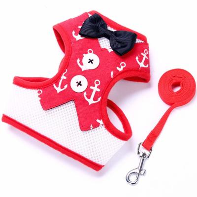 China Bow Knot Bowtie Dog Harness Cat Vest Adjustable Breathable Mesh Escape Proof for sale