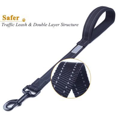 China Black Color Short Dog Leash Double Webbing Nylon Reflective For Training for sale