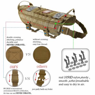 Cina I militari di nylon resistenti dell'imbracatura per cani dell'acqua sorvegliano la maniglia all'aperto di addestramento di servizio tattico K9 in vendita