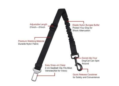 China Adjustable Pet Dog Seat Belt Leash Vehicle Car Seatbelt Harness With Elastic Nylon Bungee for sale