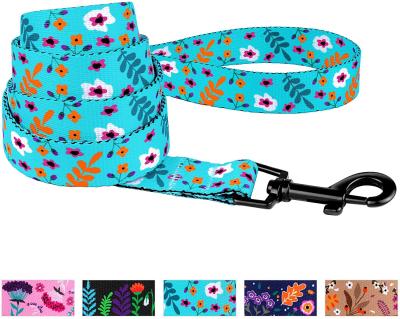 China Floral Dog Harness Leash Nylon Pattern Flower Print Adjustable Long Lifespan for sale