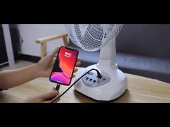 Ventilatore da tavolo ricaricabile a 12 pollici del fan di CC di CA con la tassa del telefono cellulare della luce del LED