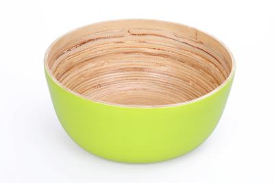 China Handmade Green Color 12CM Height Tableware Bamboo Salad Bowl for Kitchen for sale