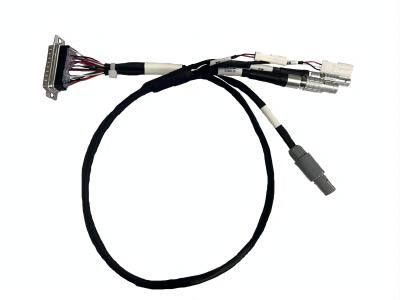 China 680 mm preto Cable de escudo metálico cabo de arnês de fio DB25 Dupla fileira Rivet End Plug à venda