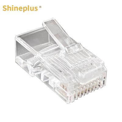 Cina RJ45 testa di cristallo 8P8C CAT5E buco 1.0 treppiede doppia banda scudo, cavo testa di cristallo in vendita