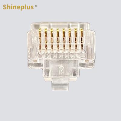 Cina RJ45 testa di cristallo 8P8C CAT5E buco 1.0 treppiede doppia banda scudo, cavo testa di cristallo in vendita
