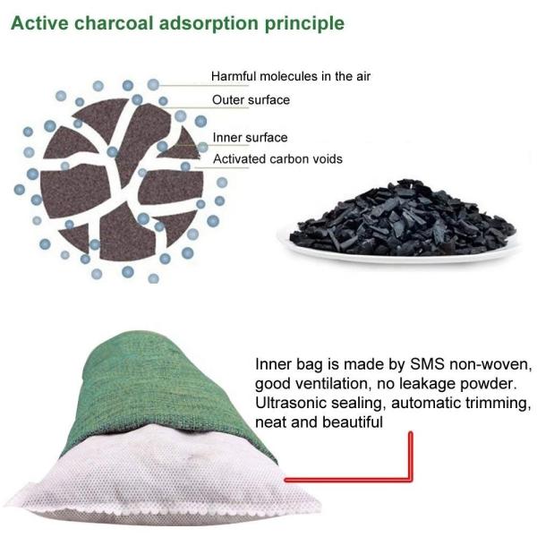 Quality Grey Size 2 75g 100% Natural Bamboo Charcoal Shoe Deodorizer Bag for sale