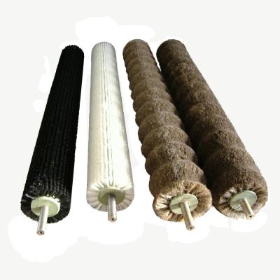 Cina Spazzola di nylon del rullo della setola dell'asse di acciaio inossidabile per pulizia del vetro in vendita