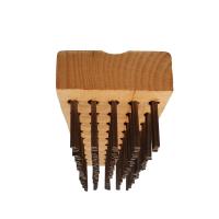 China Tempered Steel Wire Brush Rectangular Wood Block 6 Row Cleaning Tool for sale