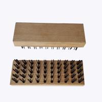 China Industrial Wooden Handle Wire Brush for Rust Removal Brass Carbon Steel 3 Wire Options for sale