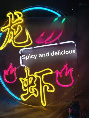 China Crayfish Squid Crab LED Neon Light Seafood Shop Decor Glowing Sign for sale