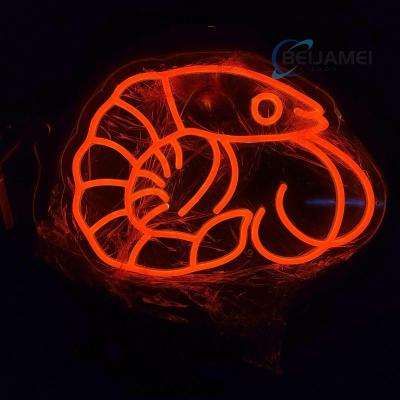 China Seafood Theme LED Glowing Sign Crayfish Crab Squid Decor Neon Light for sale