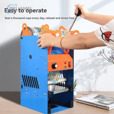 China Electric Fast Semi-Automatic For Fresh Milk Tea Cups Takeaway Hand Pressure for sale