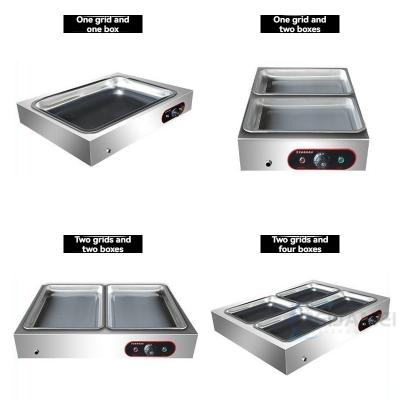 China Commercial 5/6 Grid Stainless Steel Insulation Table Stall Fast Food Desktop Constant Temp Rice Table for sale