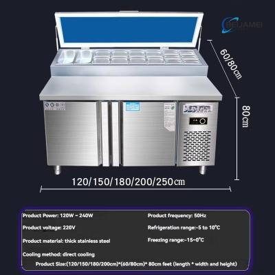 China Commercial Air-Cooled Salad Table Refrigerated Slot Operation Cabinet Fruit Display Freezer for sale