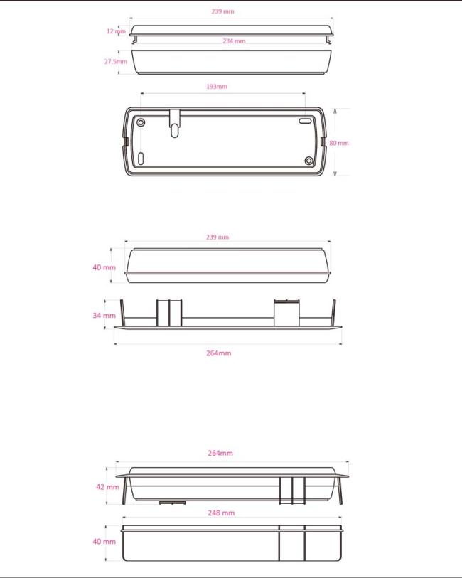 CE Approved LED Emergency Light - Dimension View
