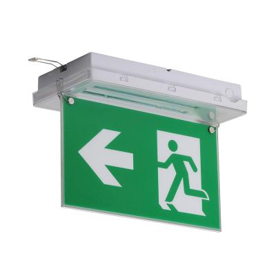 China Ceiling Recessed Emergency Exit Sign Light with Ni-Cd Battery IP65 Rated and 5730 SMD LED for sale
